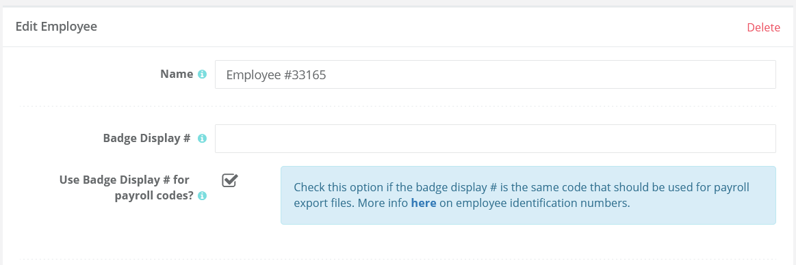How do badge display numbers differ from payroll codes?